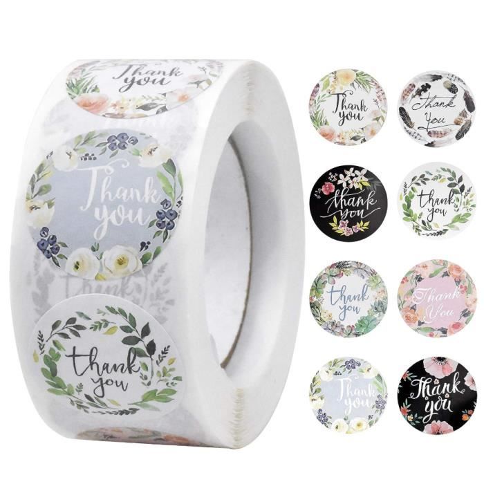Autocollants - Merci - Ronds - 500 pièces - Multicolore - 2,5 cm de ...