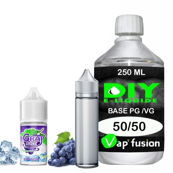 Pack e-liquide DIY Facile Grap Juice arôme concentré - Base PG/VG 250ML ...