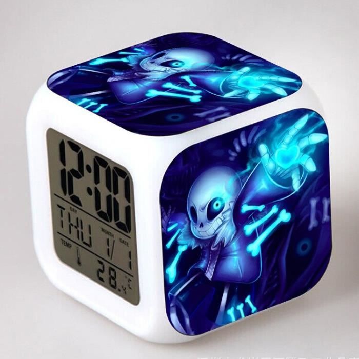 Horloge,Jeu d'anime Undertale Sans 7 horloges de réveil LED numériques ...