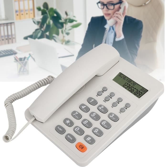 Fdit téléphone filaire KX-T8206 Téléphone de bureau anglais DTMF \ FSK Double système fixe avec ...