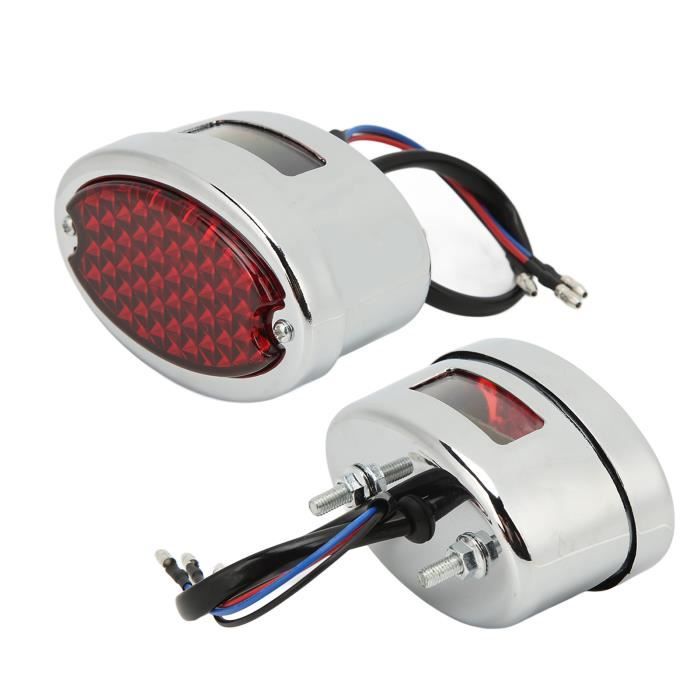 Feu arrière à LED de moto Feu arrière LED de moto plaqué argent ovale ...