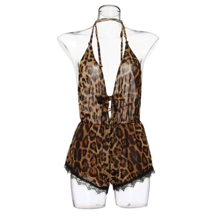 Body Femmes Plus La Taille Lingerie Sexy Bow Dentelle Garniture Léopard ...