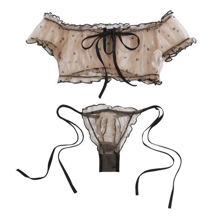 String - Tanga Femmes Broderie Dentelle Bowknot Bretelles Soutien-Gorge ...