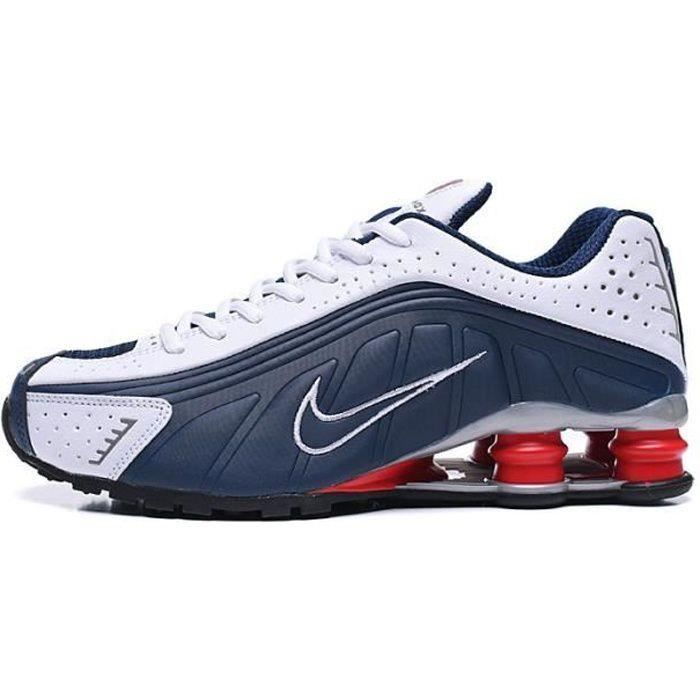 Nikes Basket Shox R4 Homme Chaussures Entraînement de Sport Blanc Bleu ...