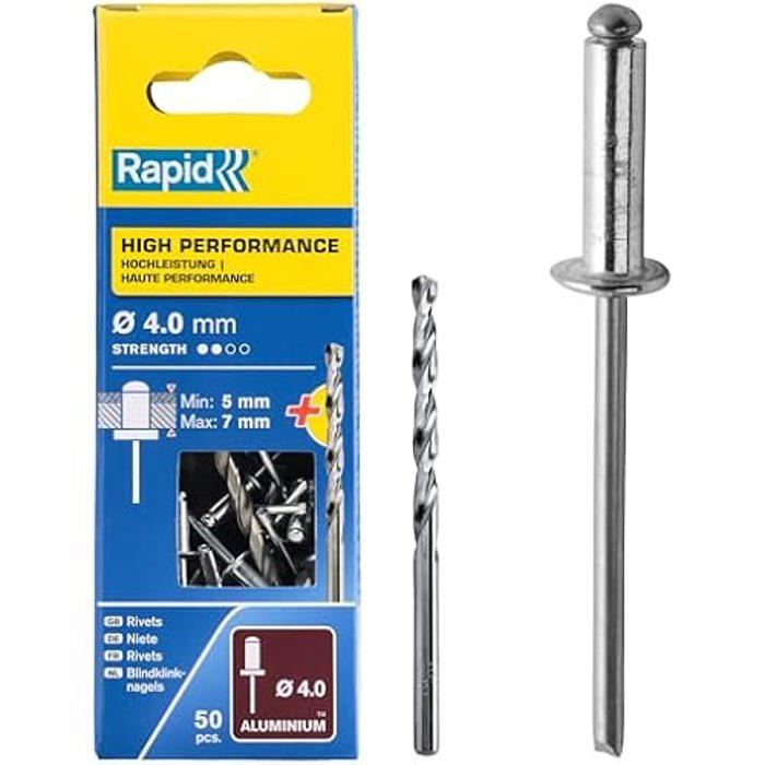 Rivets Pop en Aluminium - RAPID - Ø4 x 10 mm - Fixation Durable ...