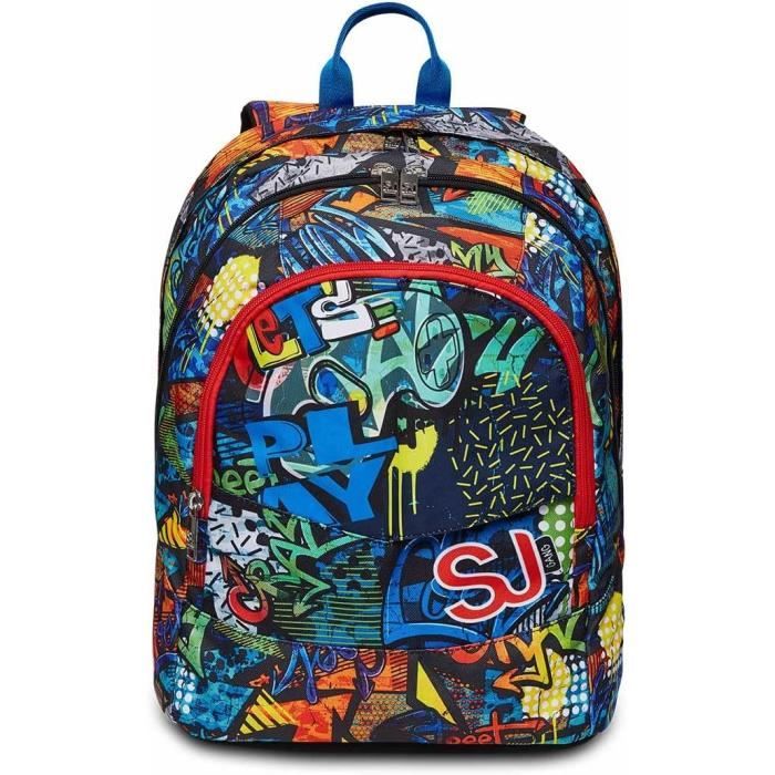 Sac À Dos D'École Maxi Faces De Sj - Sac À Dos Double Compartiment ...