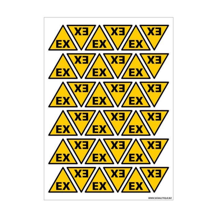 Autocollants Danger EX Zone ATEX C0004T PL - Planche de 36 - 50 mm x 50 ...