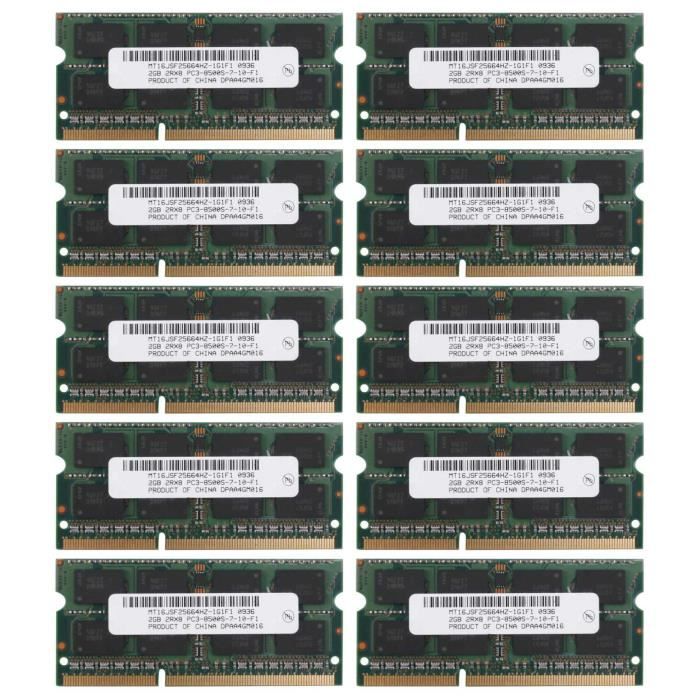 10X Ddr3 2 Go de MéMoire pour Ordinateur Portable Ram 2Rx8 Pc3-8500S ...