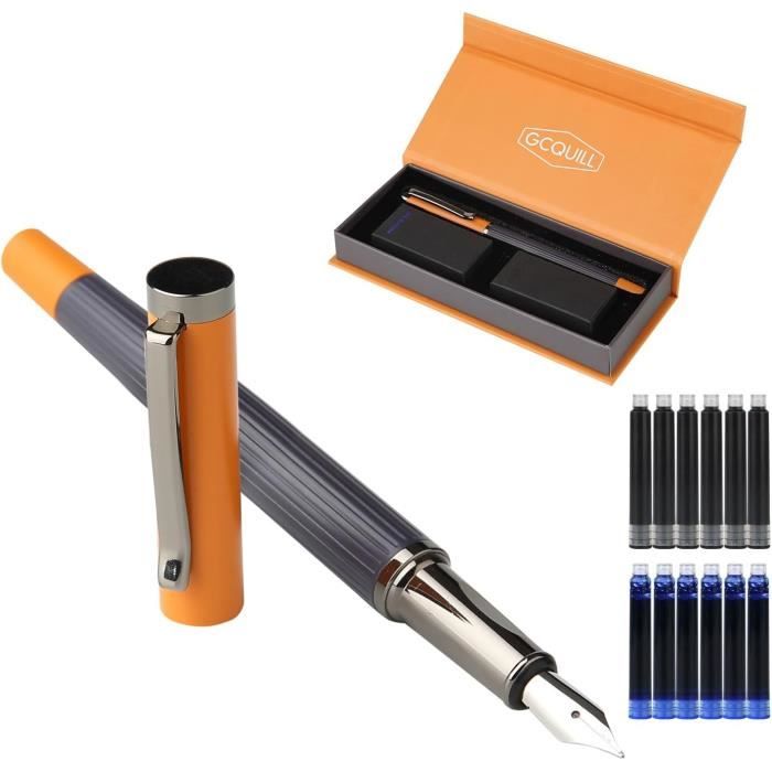 Stylo plume à pointe fine avec 12 cartouches d'encre et convertisseur ...