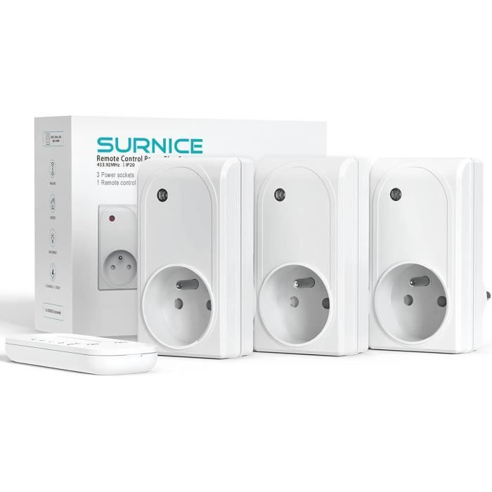 Prise Programmable Telecommande Sans Fil, 3 Prises Électriques Et 1 Télécommande, Portée 40M ...