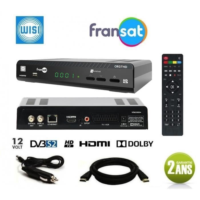 WISI OR 07 HD Récepteur satellite HD + Carte Fransat + HDMi 1M + Cable ...