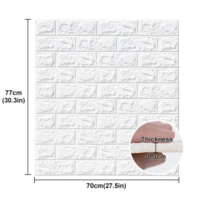 Papier peint,White--Autocollants muraux 3D Imitation brique, 12 pièces ...
