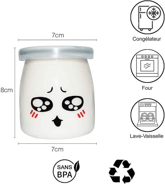 6Pc Pot Yaourt En Verre Avec Couvercles Hermtiques 200 Ml136 Gr Pot ...