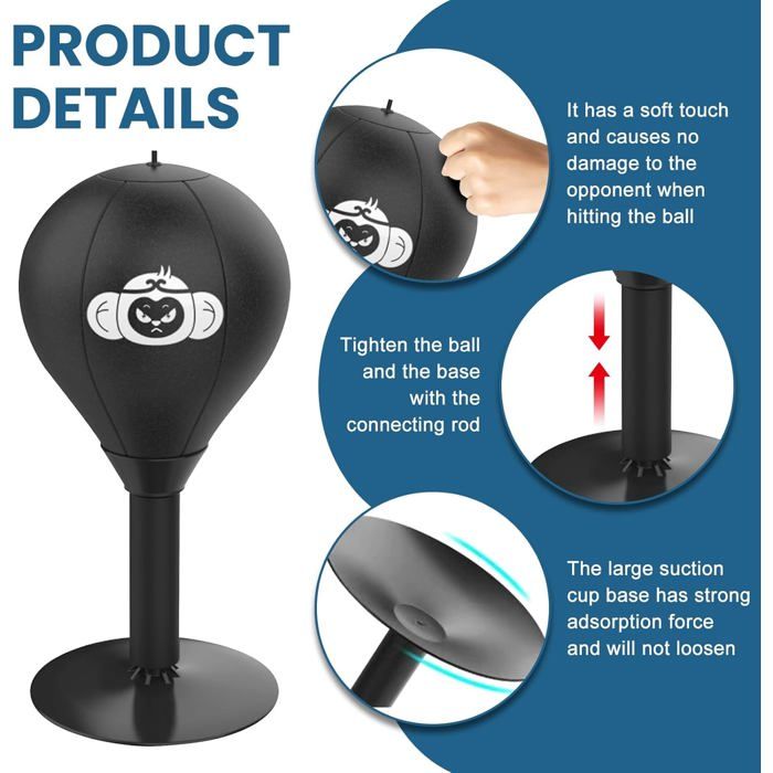 Mini Punching Ball de Bureau avec Ventouses Puissantes Antistress,pour ...