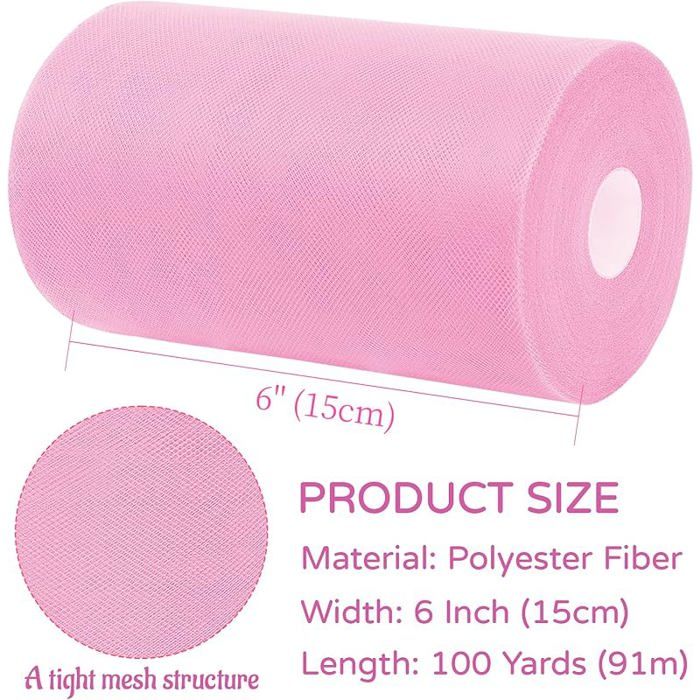 Rouleau de Tulle Rose 15cm x 91m Tulle Mariage Polyester Maille Tissu ...