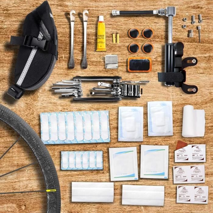 Kit Réparation Vélo + Trousse Premiers Secours : Sacoche de Selle ...
