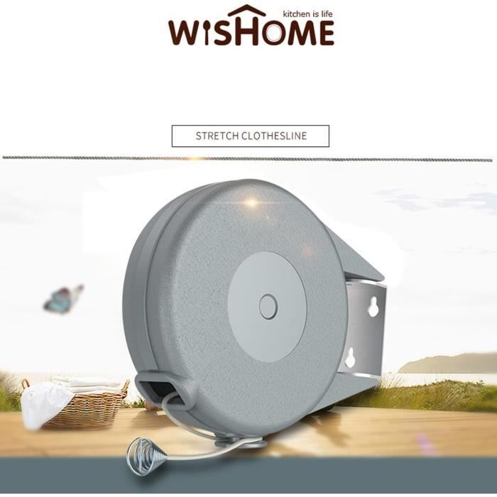 Corde À Linge Rétractable D'Extérieur,15M Corde À Linge Extensible ...