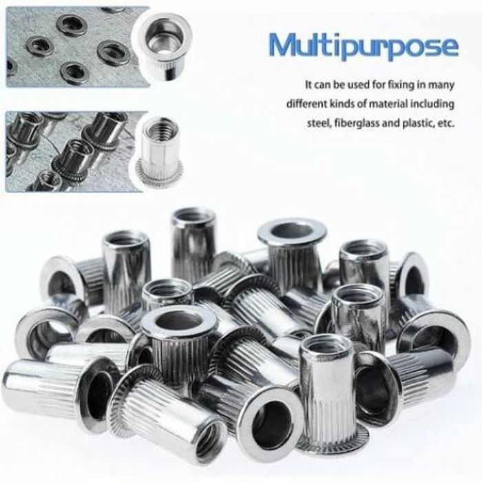 100 pièces M4 M5 M6 M8 écrou à rivet, écrous à rivet à insert fileté ...