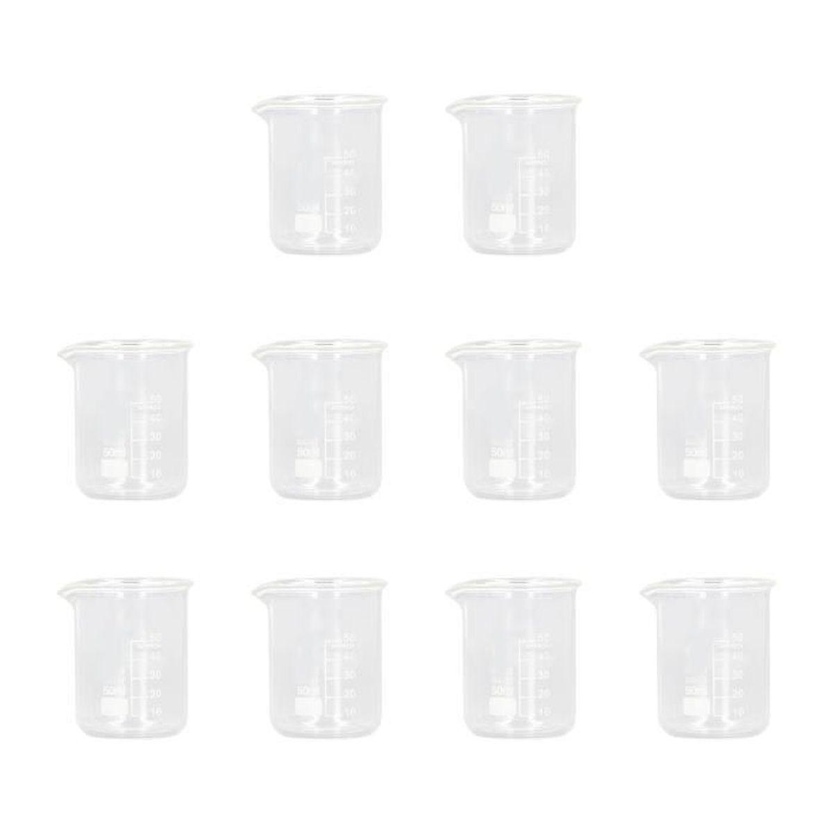 XIG Bécher cylindrique gradué - 10 pcs bécher en verre de laboratoire ...