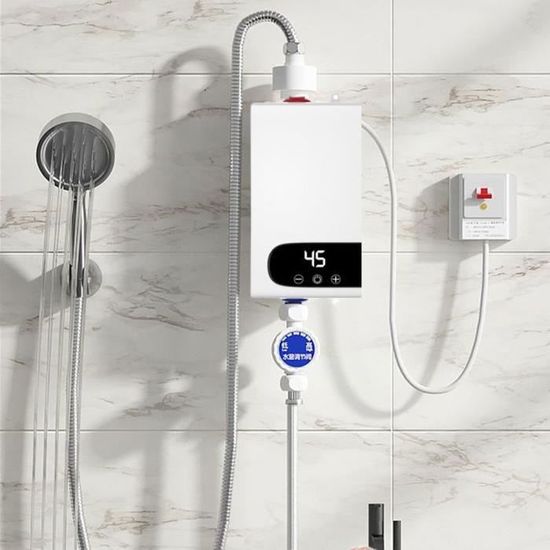 CHAUFFE-EAU Chauffe-eau Electrique 5500W Instantané Pommeau de Douche Affichage Numérique ...