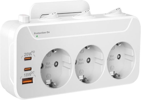 Prise Multiple Murale,Bloc Multiprise 3 Prises Avec Interrupteur ...