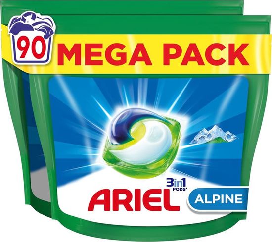 Ariel 3in1 PODS, Lessive Liquide En Capsules 90 Lavages, Alpine ...