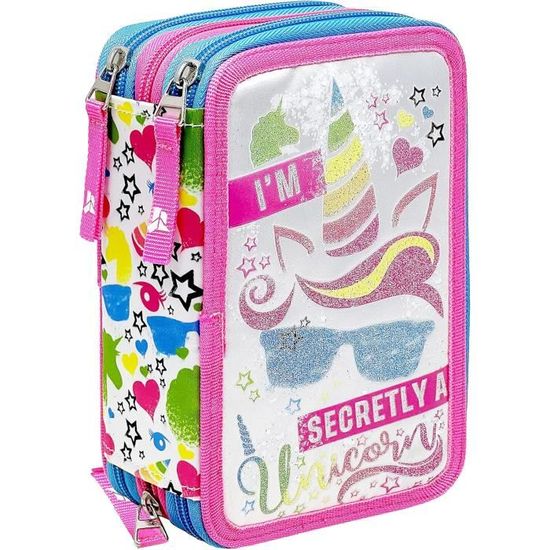 Secretly Unicorn Licorne Trousse Fille,Étui Triple Rempli,45 ...