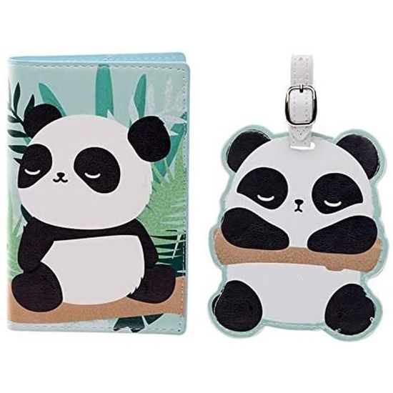 Amusant Nouveauté Panda Étiquette de Bagage Et Passeport Housse Set