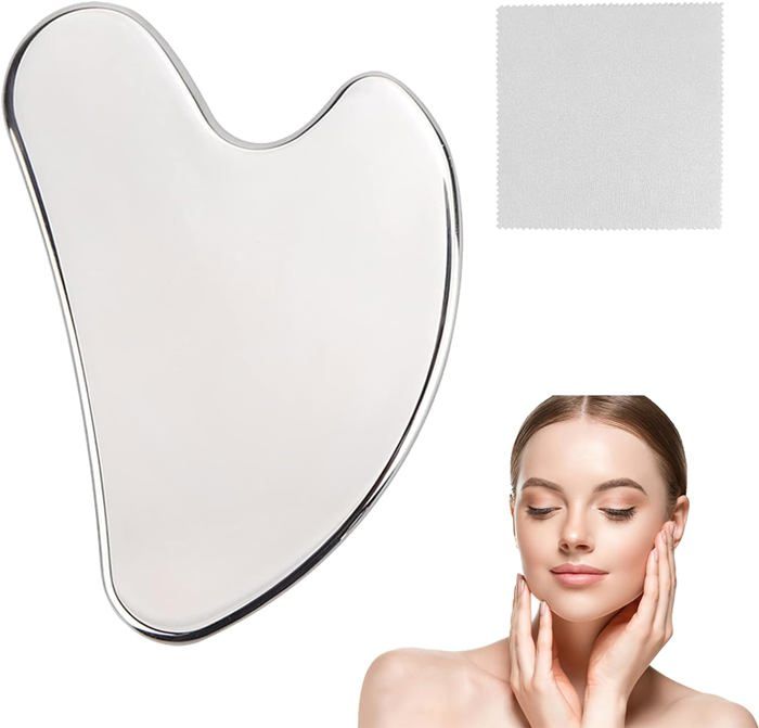 Gua Sha Massage Visage,Gua Sha en acier Inoxydable,Outil Gua Sha en ...
