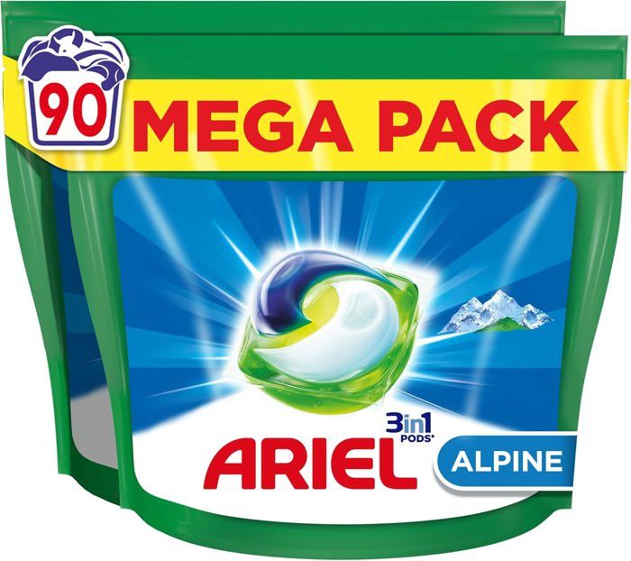Ariel 3in1 PODS, Lessive Liquide En Capsules 90 Lavages, Alpine ...