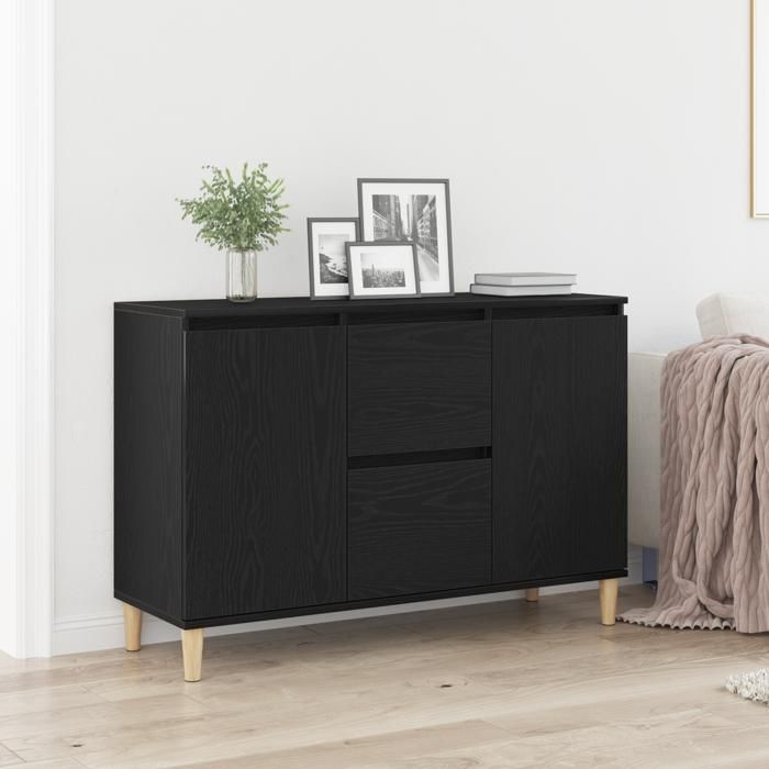 Moderne Buffet Commode Armoire de chambre - Noir Chêne 101x35x60 cm ...