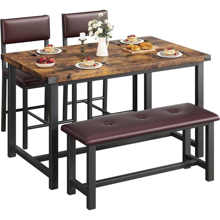 Ensemble table et chaise - table de cuisine et 2 chaises avec 1 banc ...