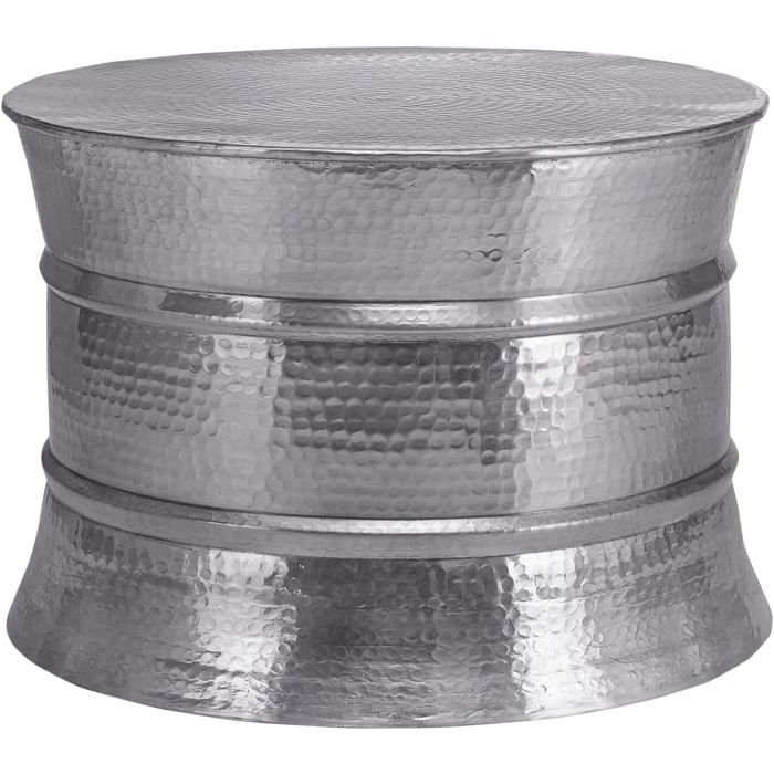 WOMO-DESIGN Table Basse Martelée de Salon - Table d'Appoint Ronde ...