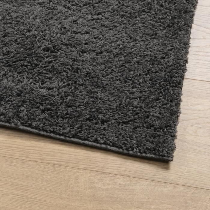 Tapis shaggy - ATYHAO - 120x120 cm - Anthracite - 100% polypropylène - Hauteur des poils 30 mm ...