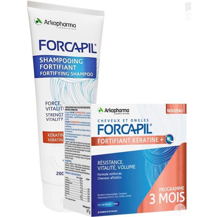 FORCAPIL Fortifiant KERATINE - KIT COMPLET - Shampoing FORTIFIANT + 180 ...