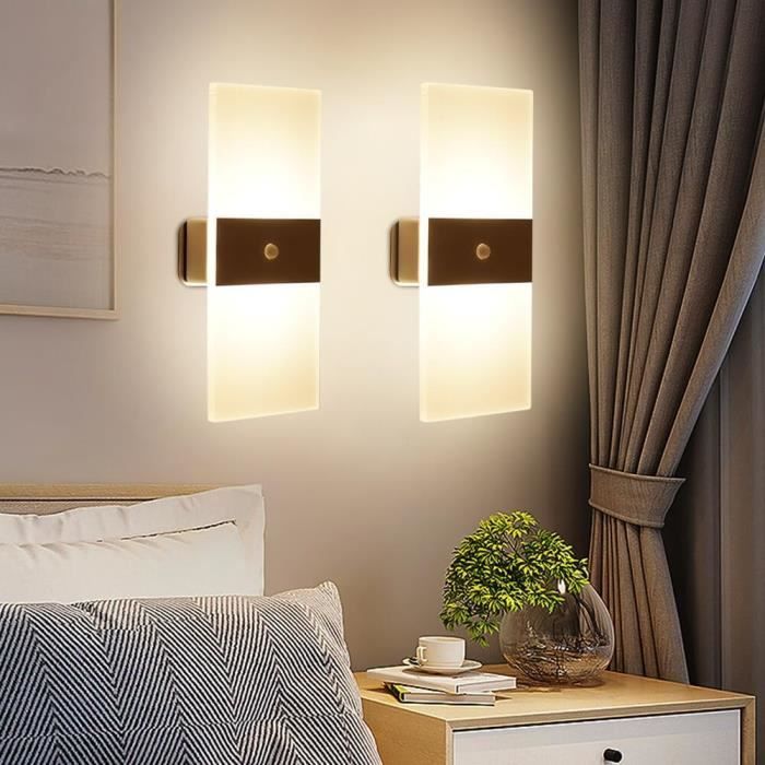 Lot de 2 appliques murales d'intérieur avec détecteur de mouvement ...