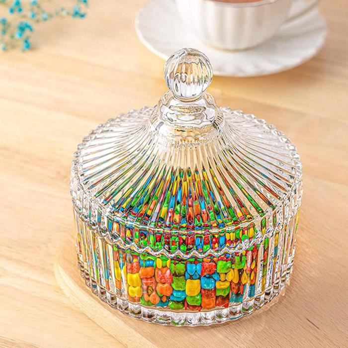 Bocal à bonbons en cristal, bocal à bonbons en verre, bocal rond en ...