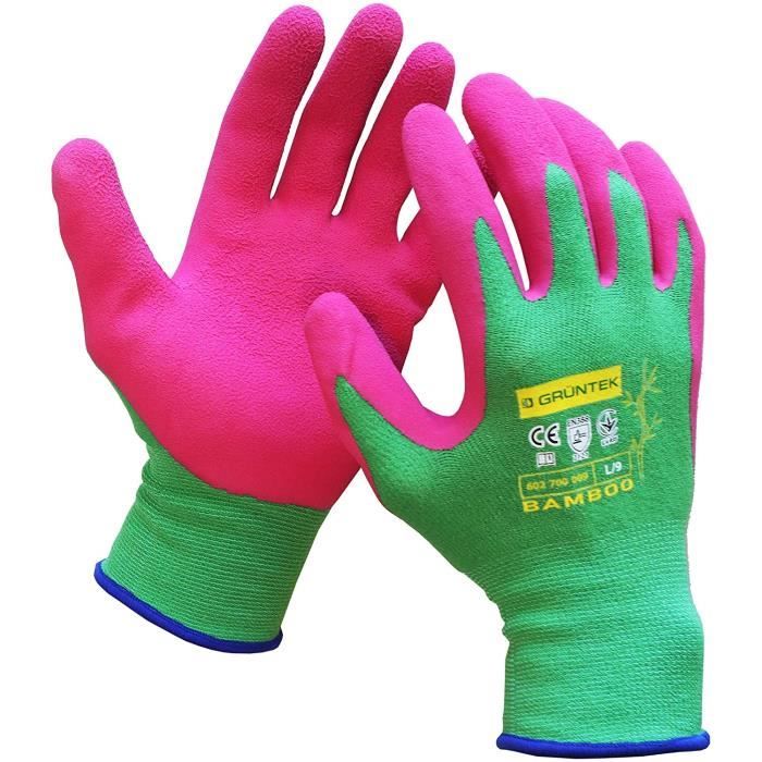 Gants de Jardinage L-9 Femme et Homme en Bambou et Latex. Gants de ...