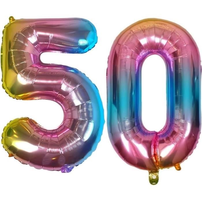 Ballons Numéro Xl, Numero 50, Chiffre Arc-Enciel Rose Ballon De ...