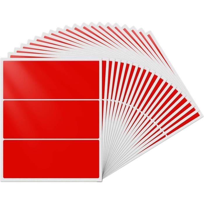 Lot De 60 Étiquettes Rectangulaires Rouges 102 X 51 Mm Grandes ...