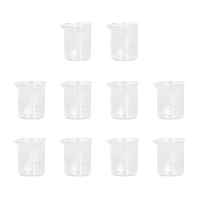 XIG Bécher cylindrique gradué - 10 pcs bécher en verre de laboratoire ...