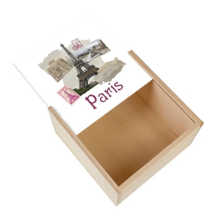 Boite Coffret en Bois - Paris Collage France Ville Tour Eiffel Louvre ...