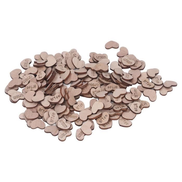 Hililand confettis en bois 400 pièces coeur confettis gravure bricolage ...