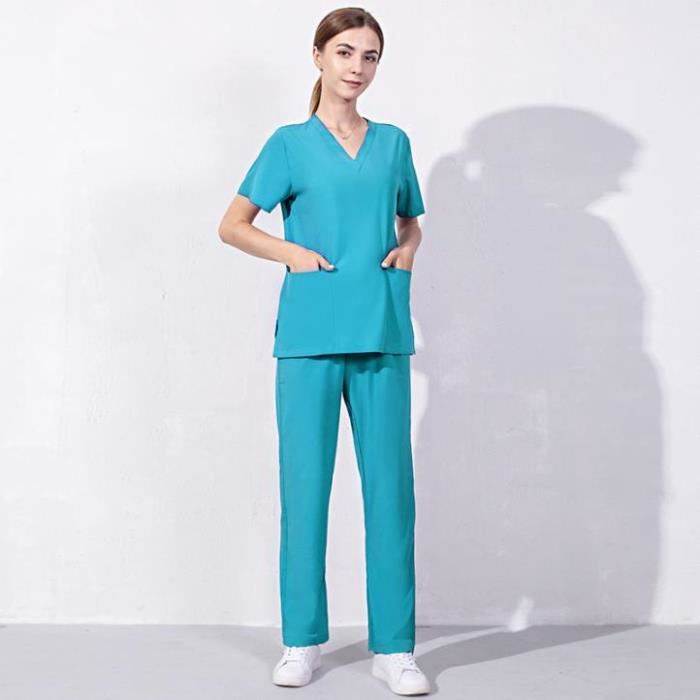 BLOUSE PROFESSIONNELLE Tshirt + Pantalon Uniforme d'infirmière Travail ...