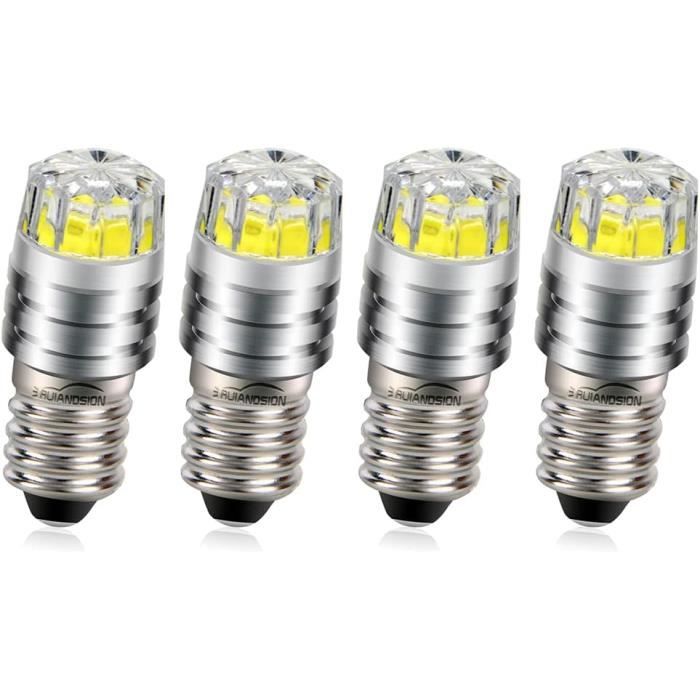 Lot De 4 Ampoules Led E10 6 V Cob 2 W De Rechange Pour Lampe De Poche Ou Feu Arrière De Vélo ...