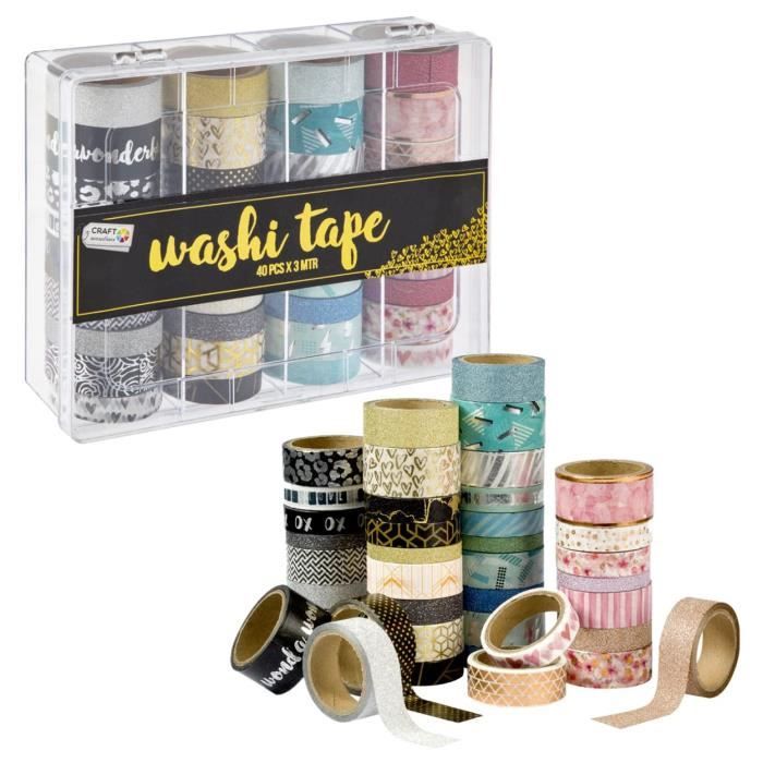 Craft Sensations Lot de 40 rouleaux de ruban adhésif Washi de 3 m - 40 ...