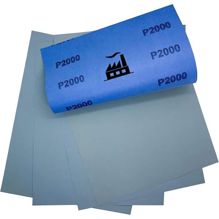 Lot De 5 Feuilles De Papier Abrasif Imperméable P2000 230 X 280 Mm Pour ...