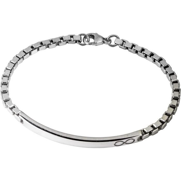 Bracelet Identité Homme Infini Argent 925 Rhodié - Chaîne Maille ...