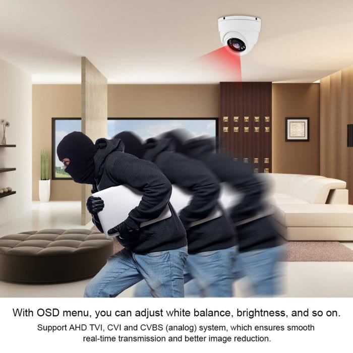 YOSOO Caméra dôme 4-en-1 analogique TVI/AHD/CVI/CVBS extérieur CCTV DVR ...