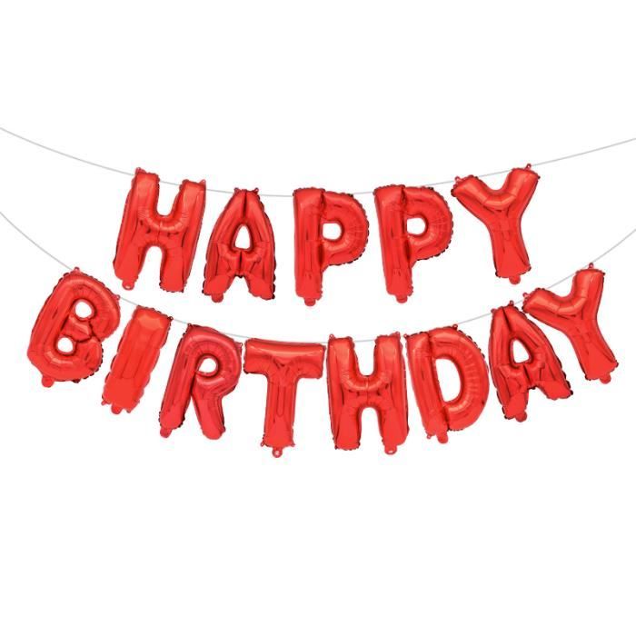 BALLON DECORATIF,red--Ballons joyeux Anniversaire or Rose 13 pièces, ballon avec lettres en ...